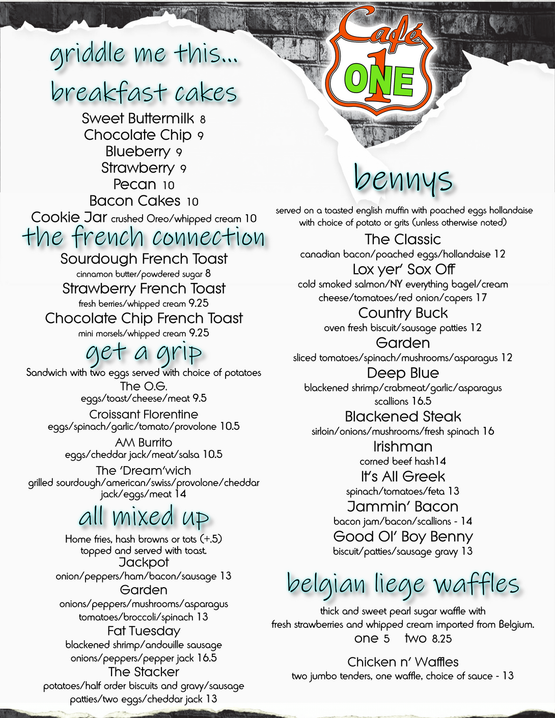 Menu - Cafe One